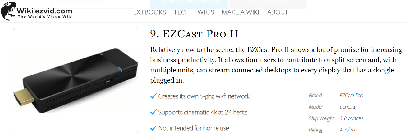 EZCast Pro II, a top 10 wireless display adapter of 2019